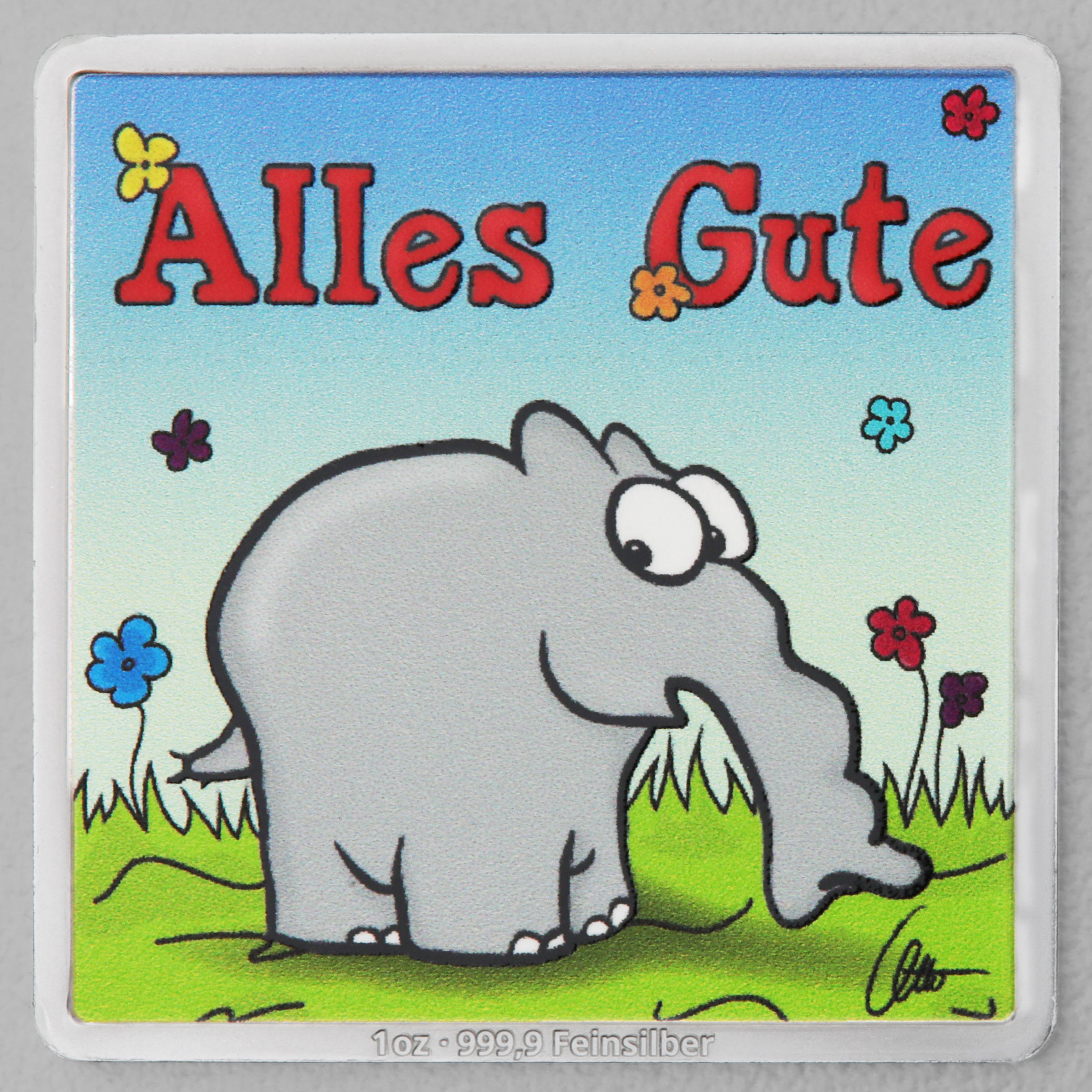 1 OZ Silberbarren 'Alles Gute' mit Original Otto Waalkes Signatur ...